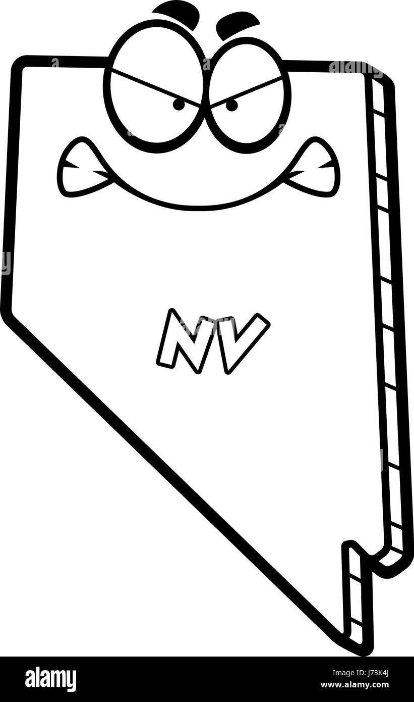 A cartoon illustration of the state of Nevada looking angry Stock ...