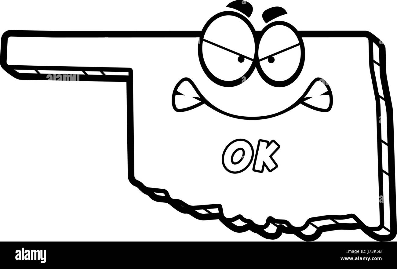 A cartoon illustration of the state of Oklahoma looking angry Stock ...