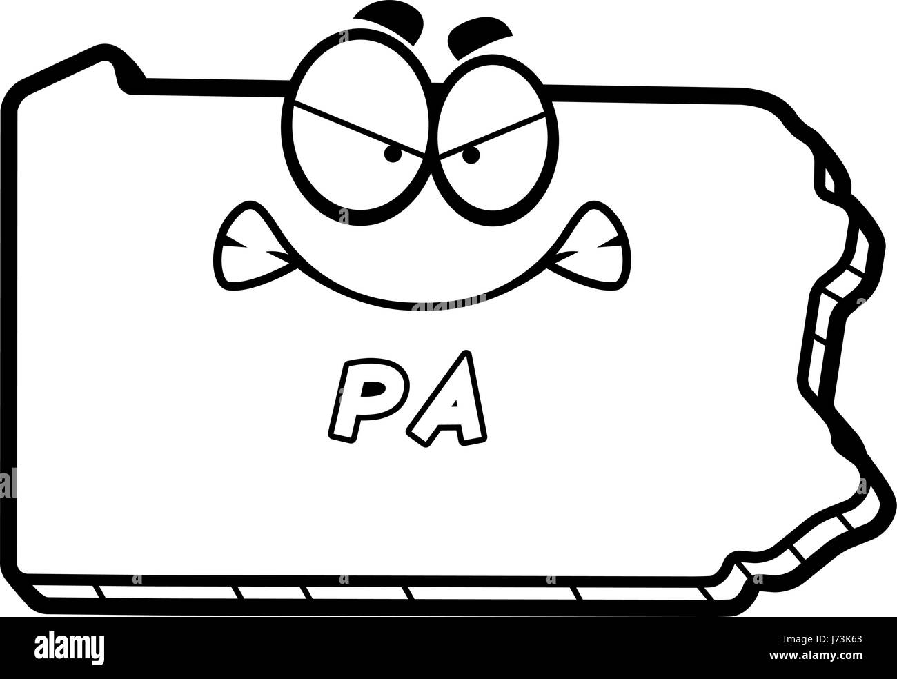 A cartoon illustration of the state of Pennsylvania looking angry Stock ...