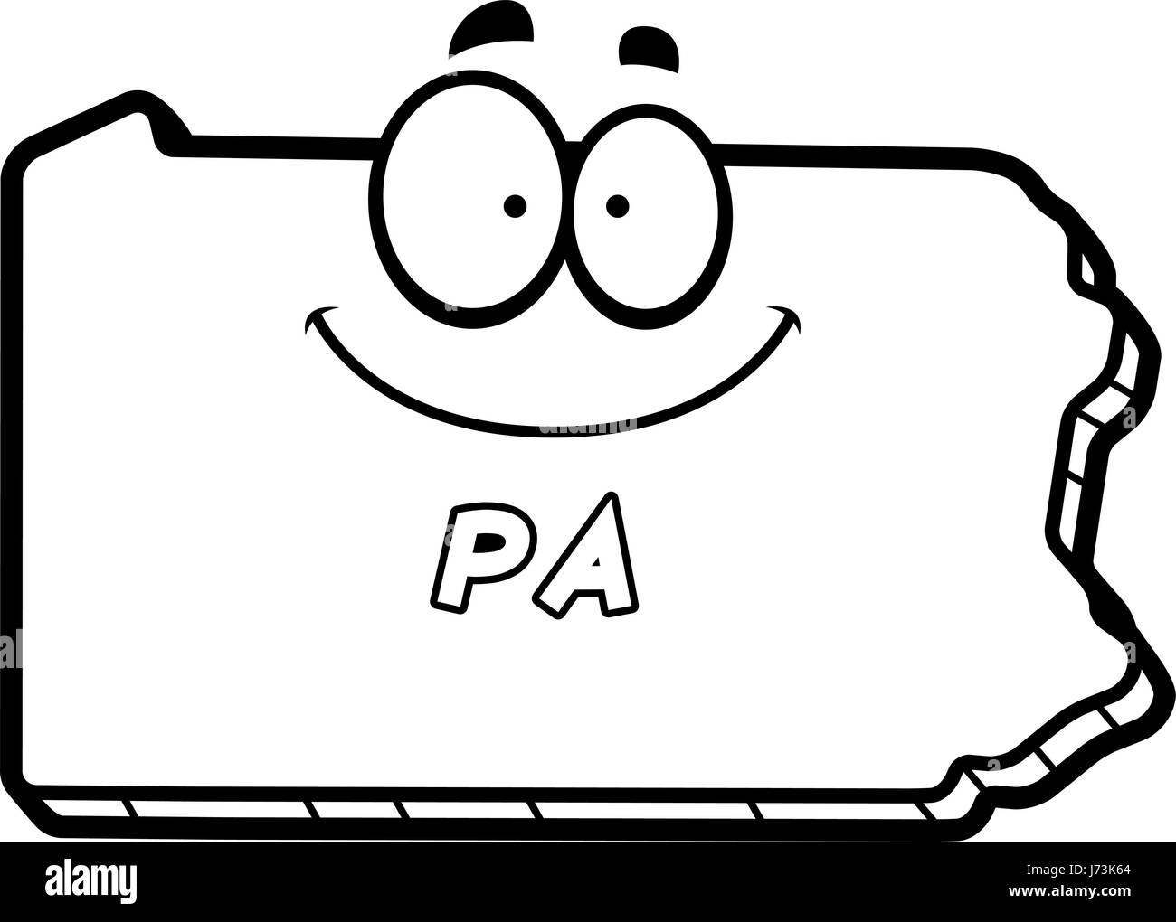 A cartoon illustration of the state of Pennsylvania smiling Stock ...