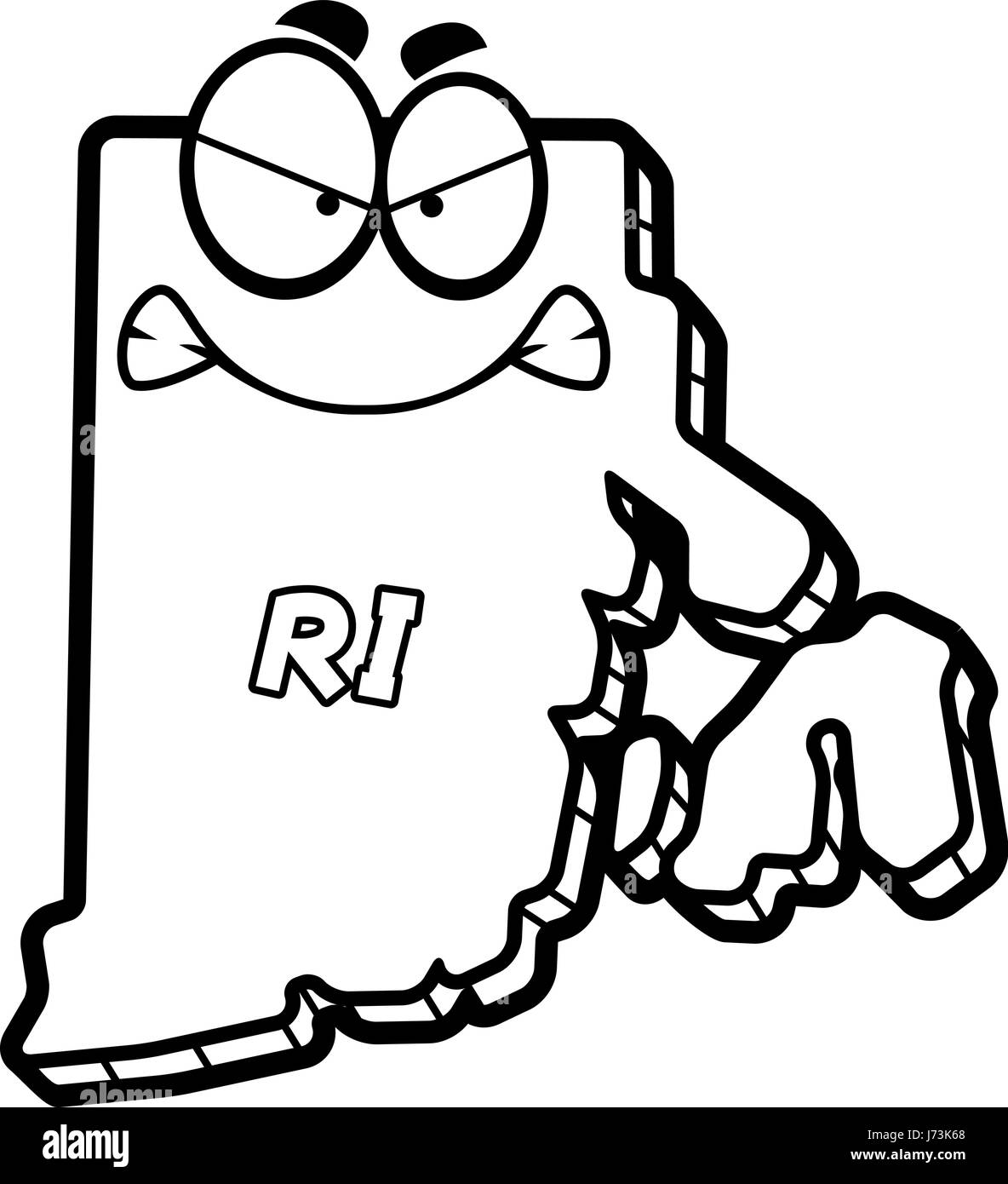 A cartoon illustration of the state of Rhode Island looking angry Stock ...