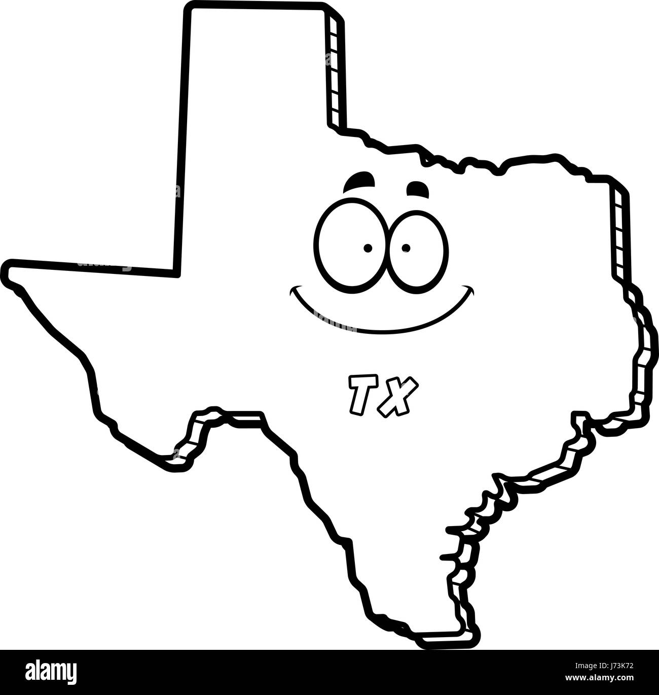 A cartoon illustration of the state of Texas smiling Stock Vector Image ...