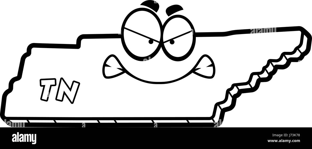A cartoon illustration of the state of Tennessee looking angry Stock ...