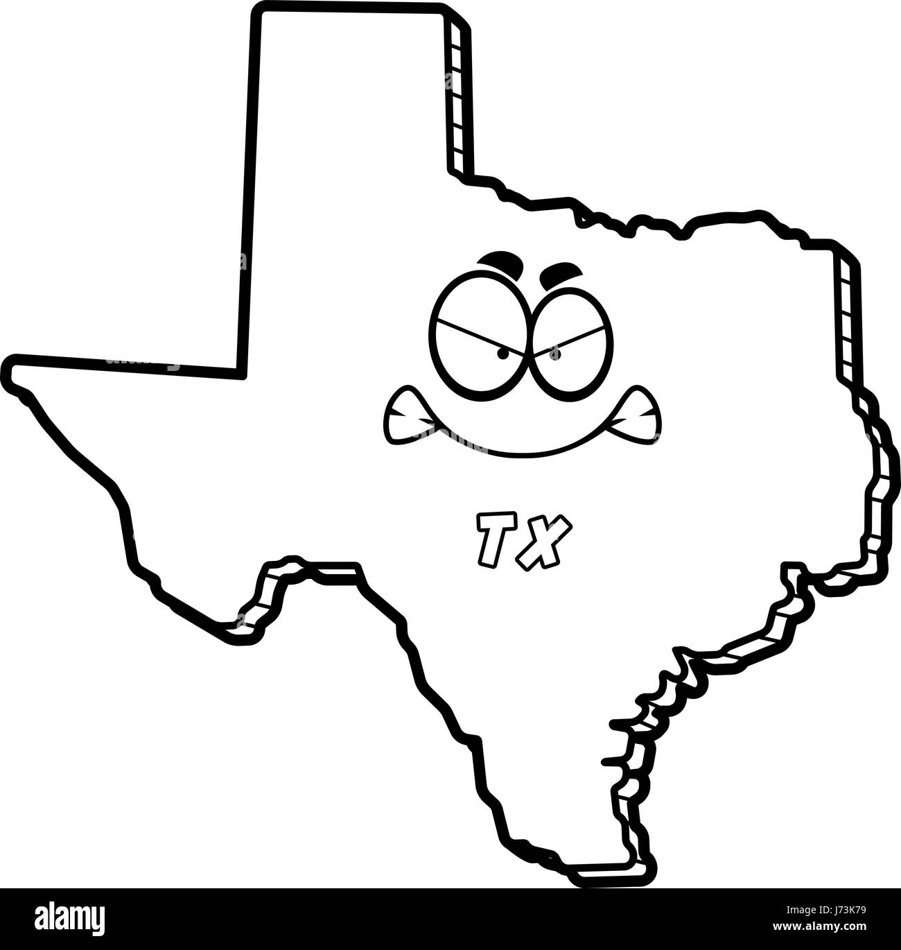 A cartoon illustration of the state of Texas looking angry Stock Vector ...