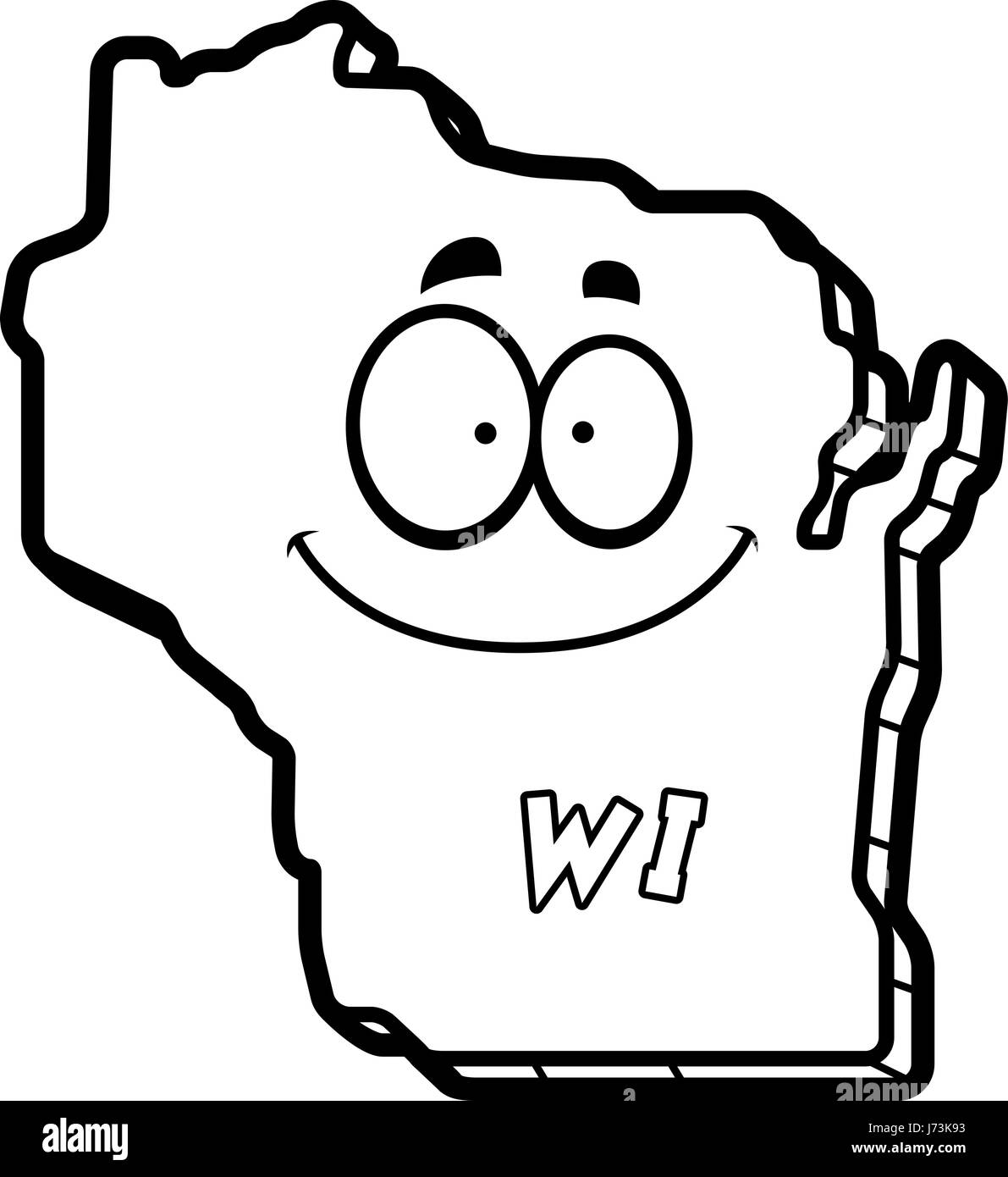 A cartoon illustration of the state of Wisconsin smiling Stock Vector ...