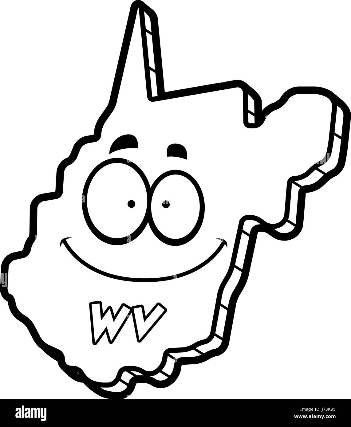 A cartoon illustration of the state of West Virginia smiling Stock ...