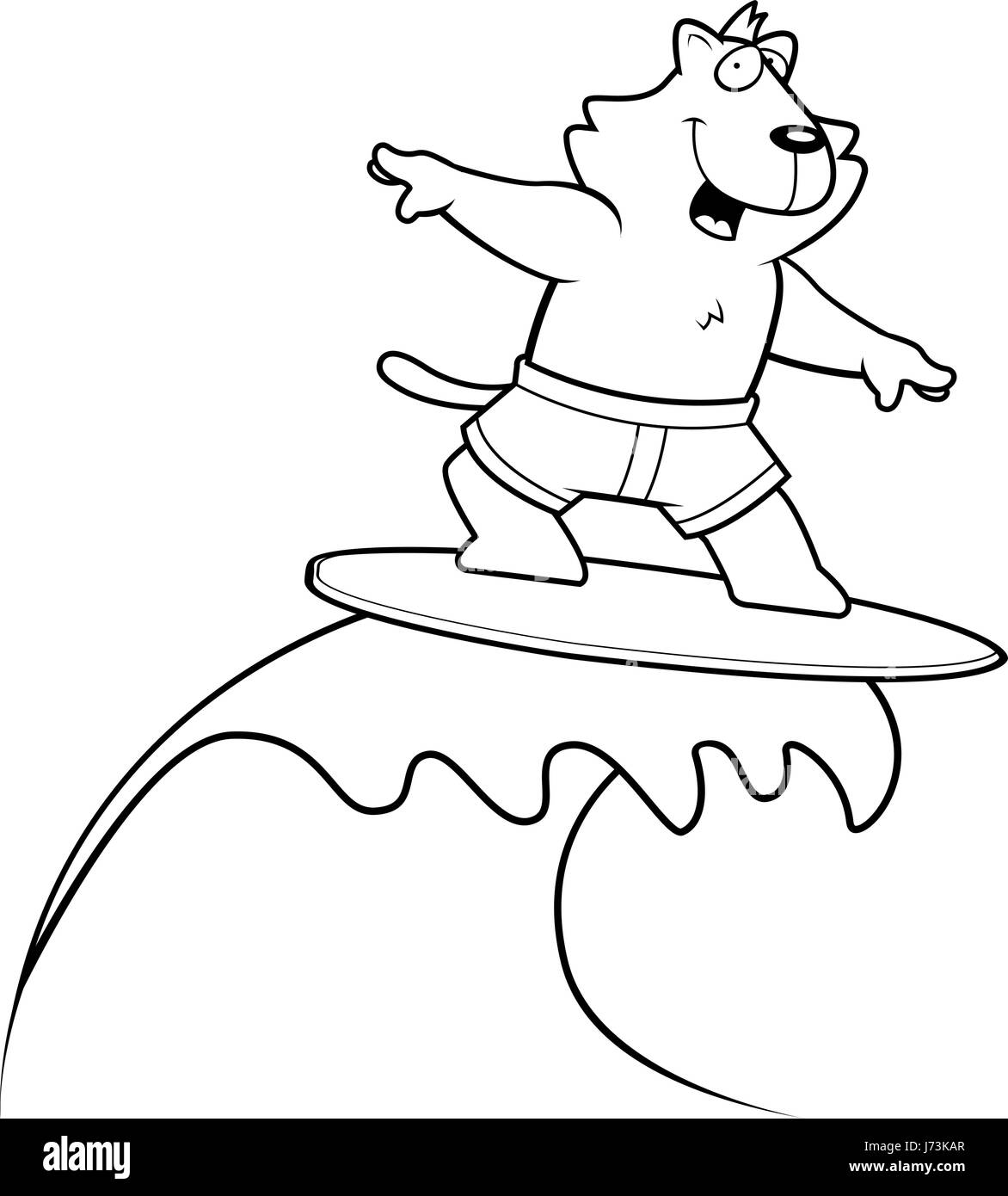 A happy cartoon cat surfing and smiling Stock Vector Image & Art - Alamy