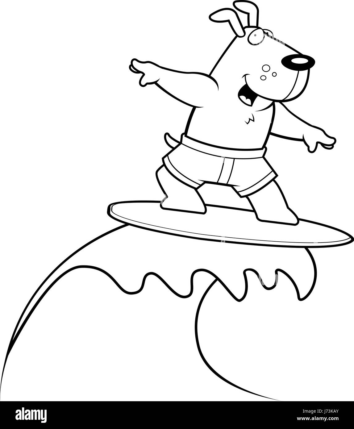 Happy cartoon dog surfing smiling hi-res stock photography and images ...