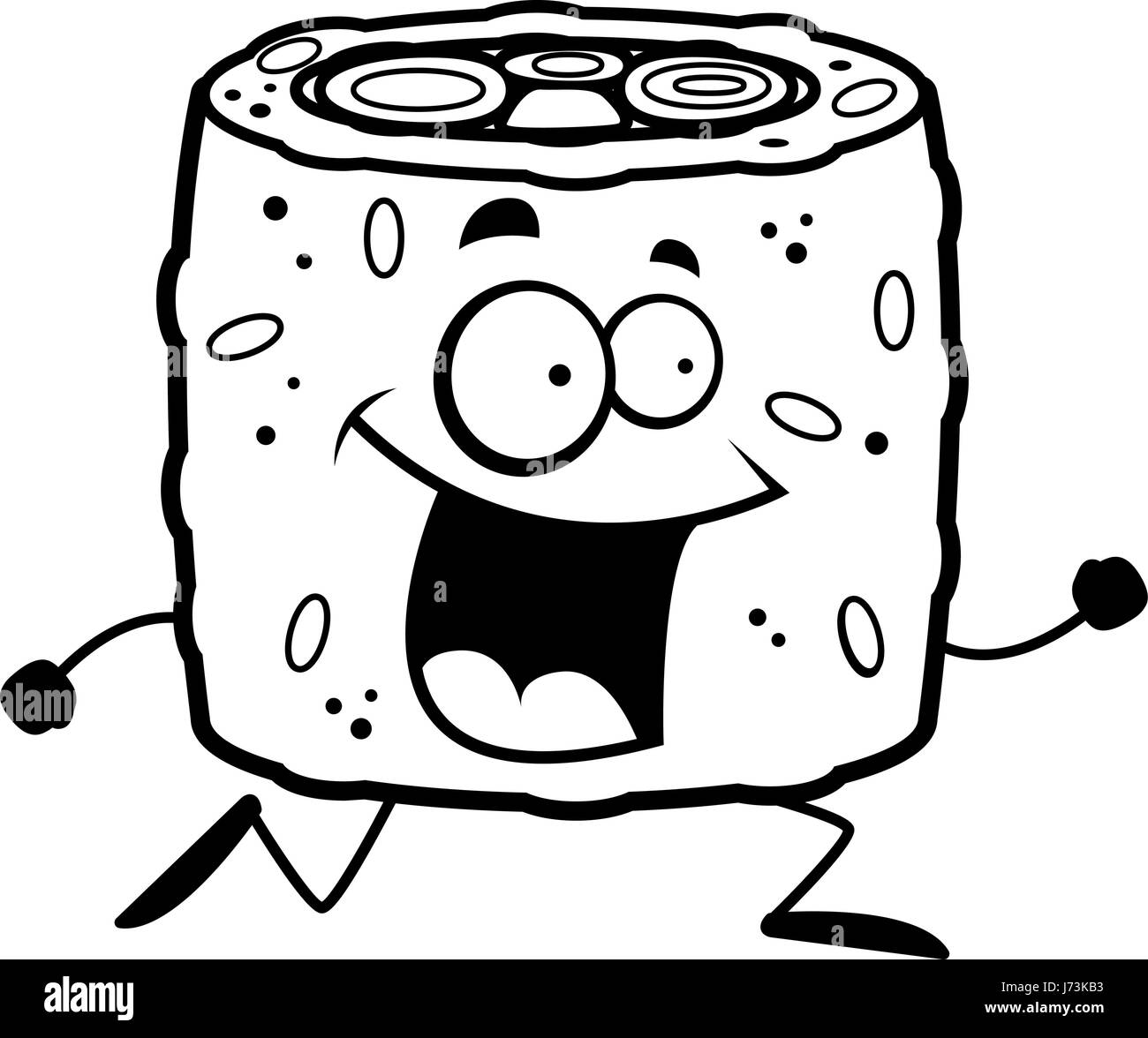 A happy cartoon piece of sushi running and smiling Stock Vector Image ...