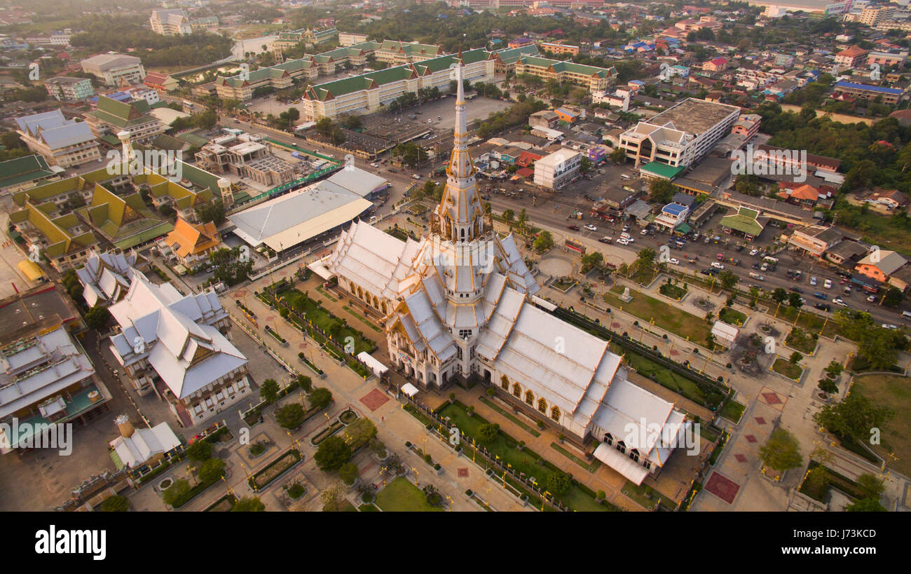 aerial view of wat sothorn temple in chachengsao province eastern of ...