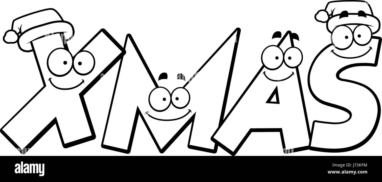 A cartoon illustration of the word Xmas with a Christmas theme Stock ...