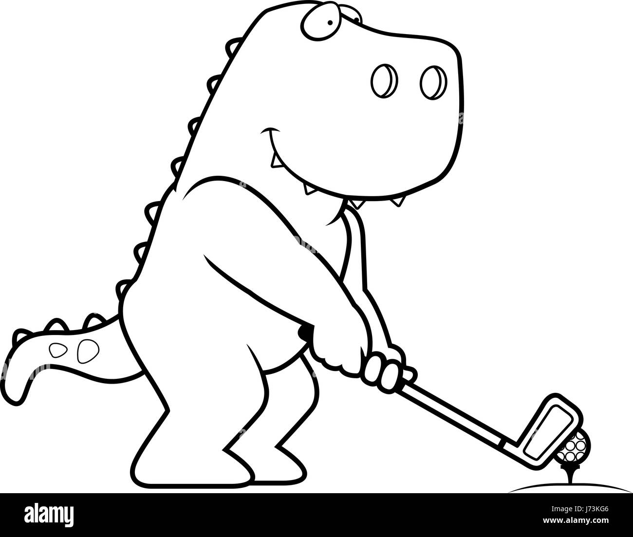 A cartoon illustration of a Tyrannosaurus Rex playing golf Stock Vector ...