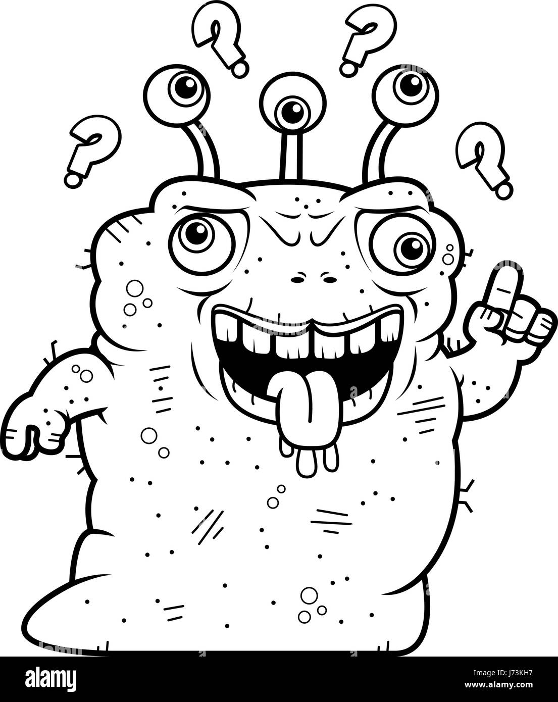 A cartoon illustration of an ugly alien looking confused Stock Vector ...