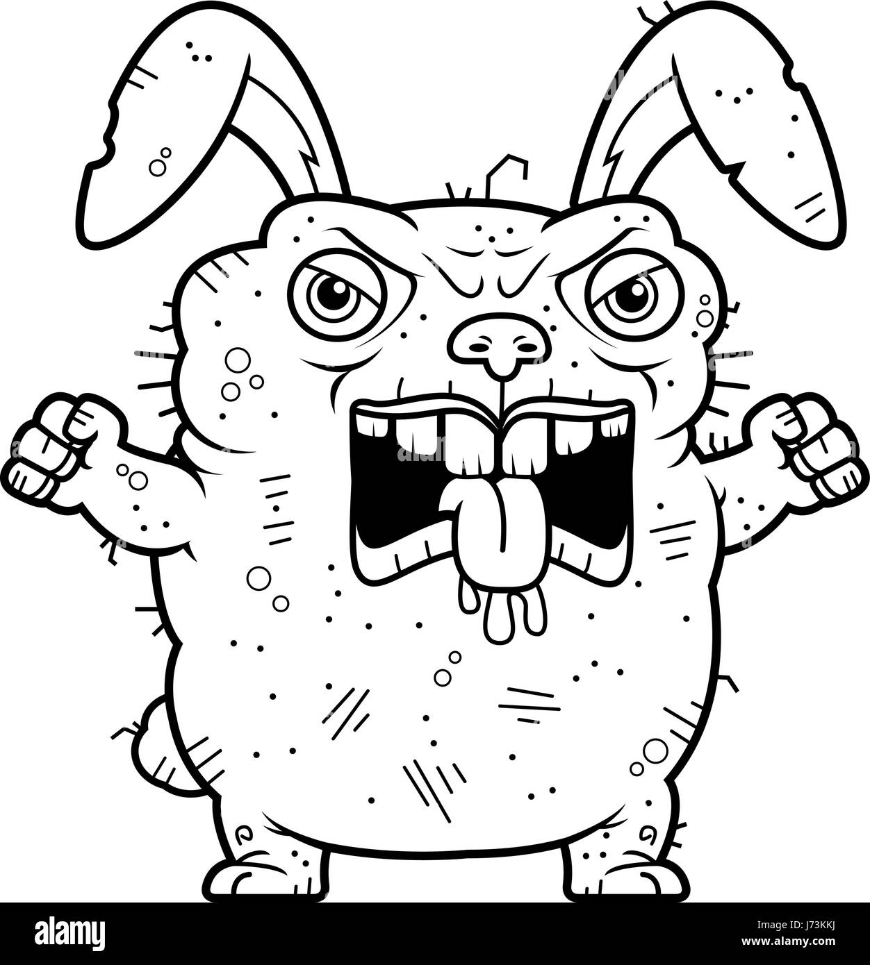 Cartoon illustration angry rabbit bunny Black and White Stock Photos ...