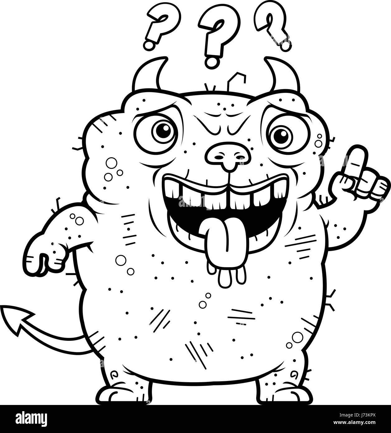 A cartoon illustration of an ugly devil looking confused Stock Vector ...