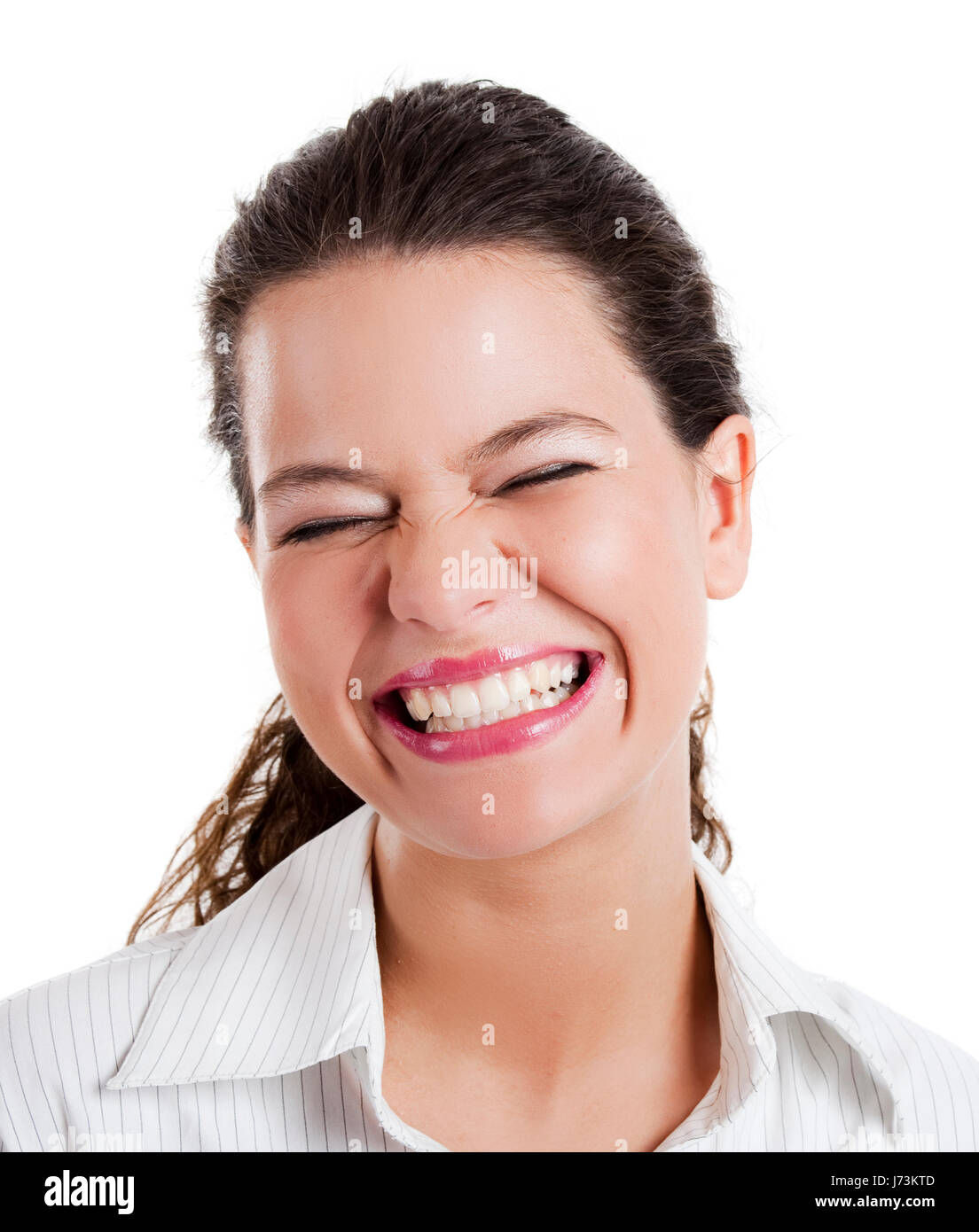 woman face portrait expression delighted unambitious enthusiastic merry ...