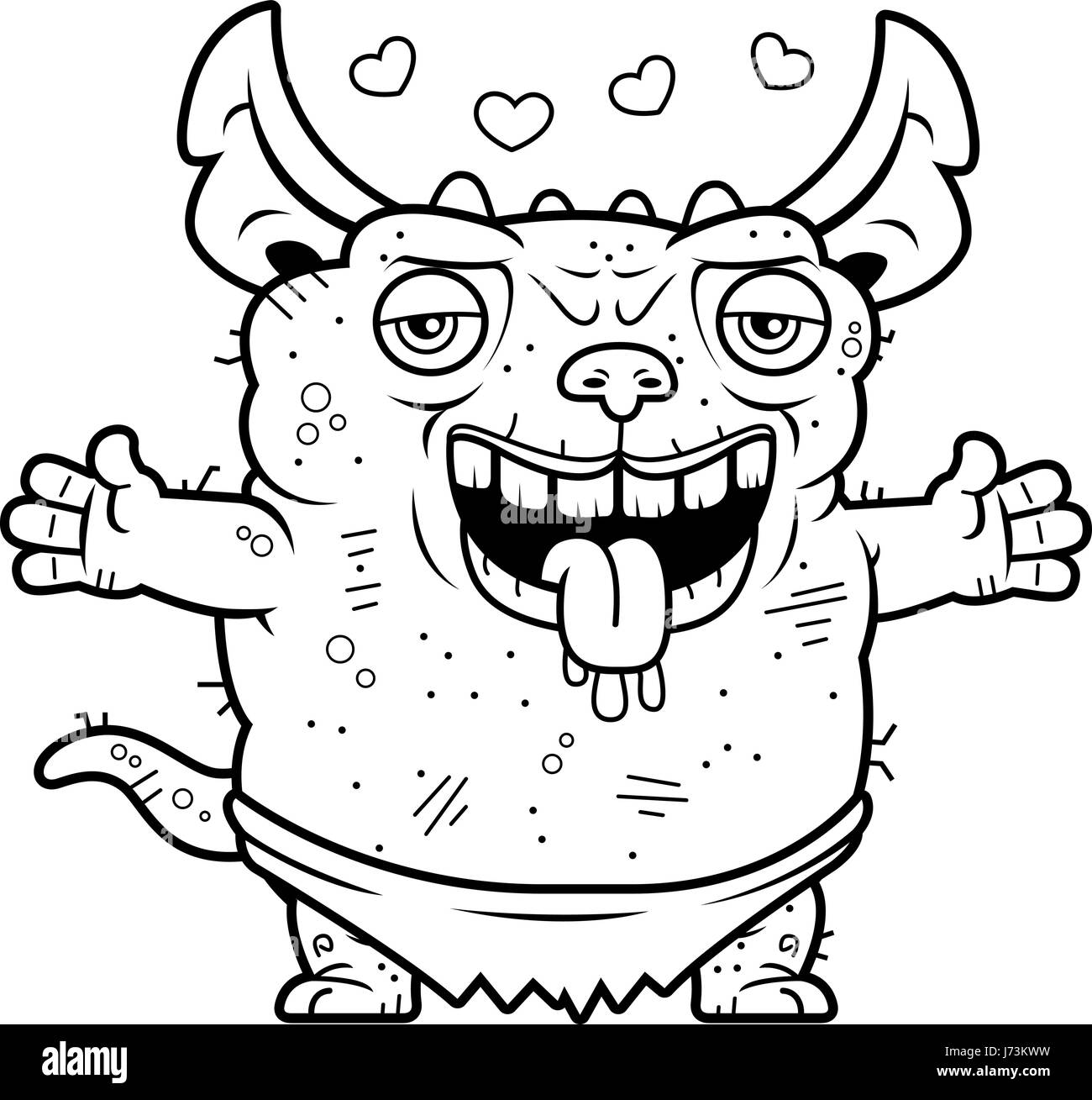 A cartoon illustration of an ugly gremlin ready to give a hug Stock ...