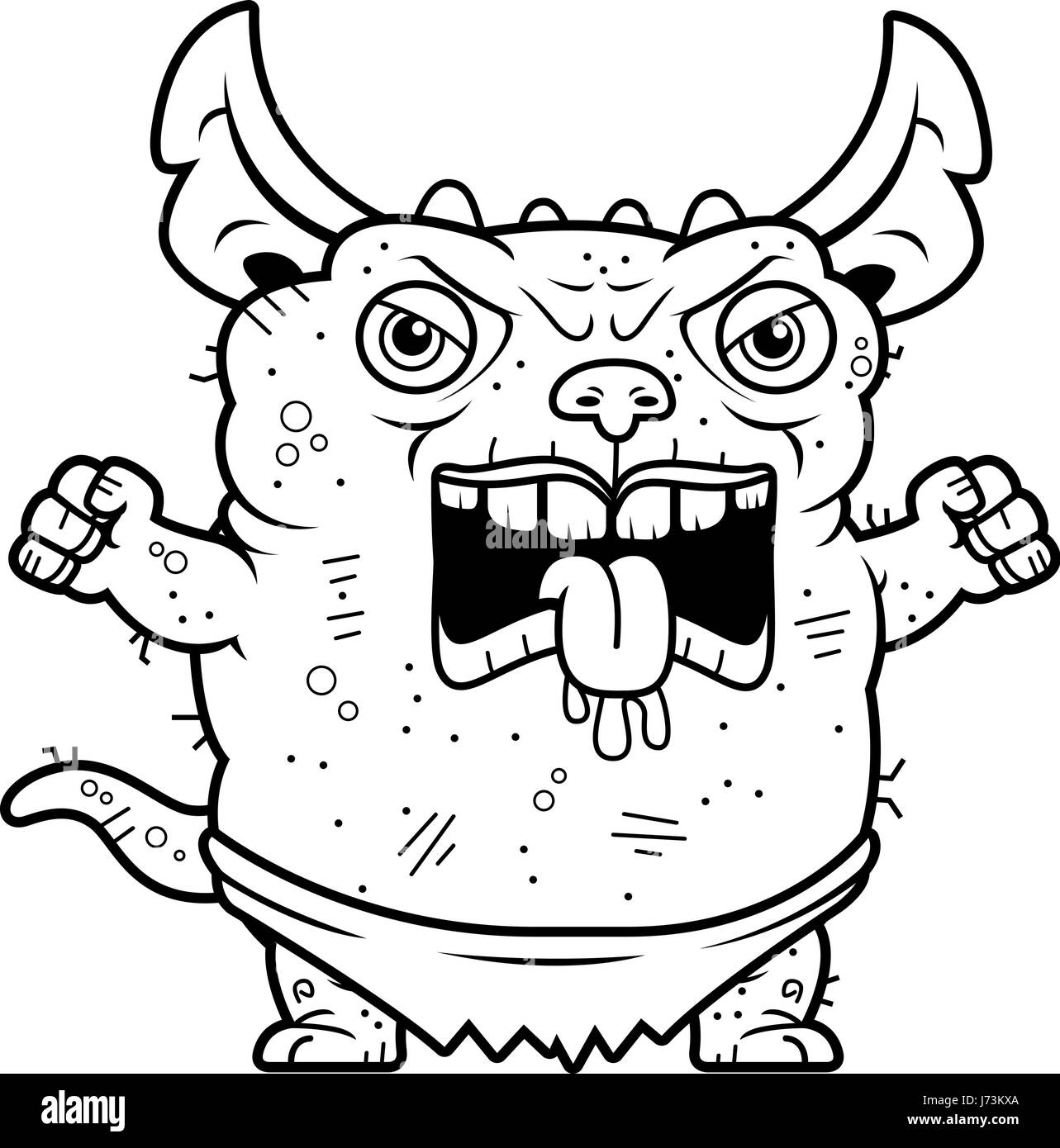 A cartoon illustration of an ugly gremlin looking angry Stock Vector ...