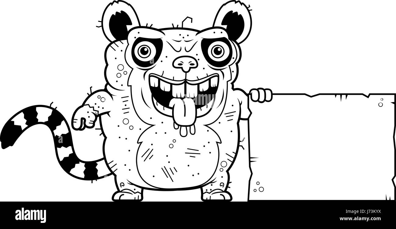 A cartoon illustration of an ugly lemur with a sign Stock Vector Image ...