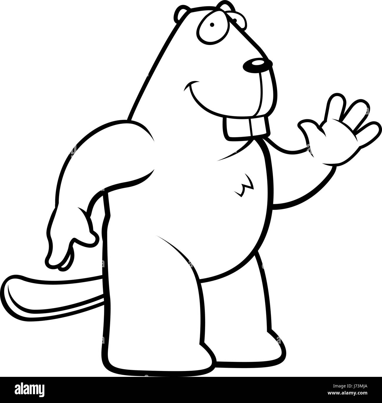 A happy cartoon beaver waving and smiling Stock Vector Image & Art - Alamy