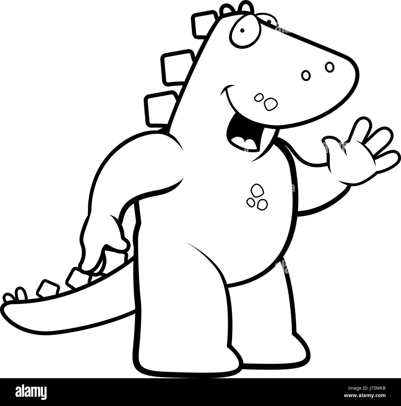A happy cartoon dinosaur waving and smiling Stock Vector Image & Art ...