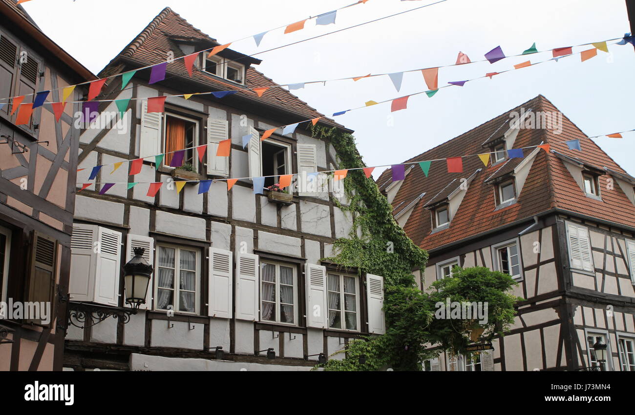 house building houses city town france alsace style of construction ...