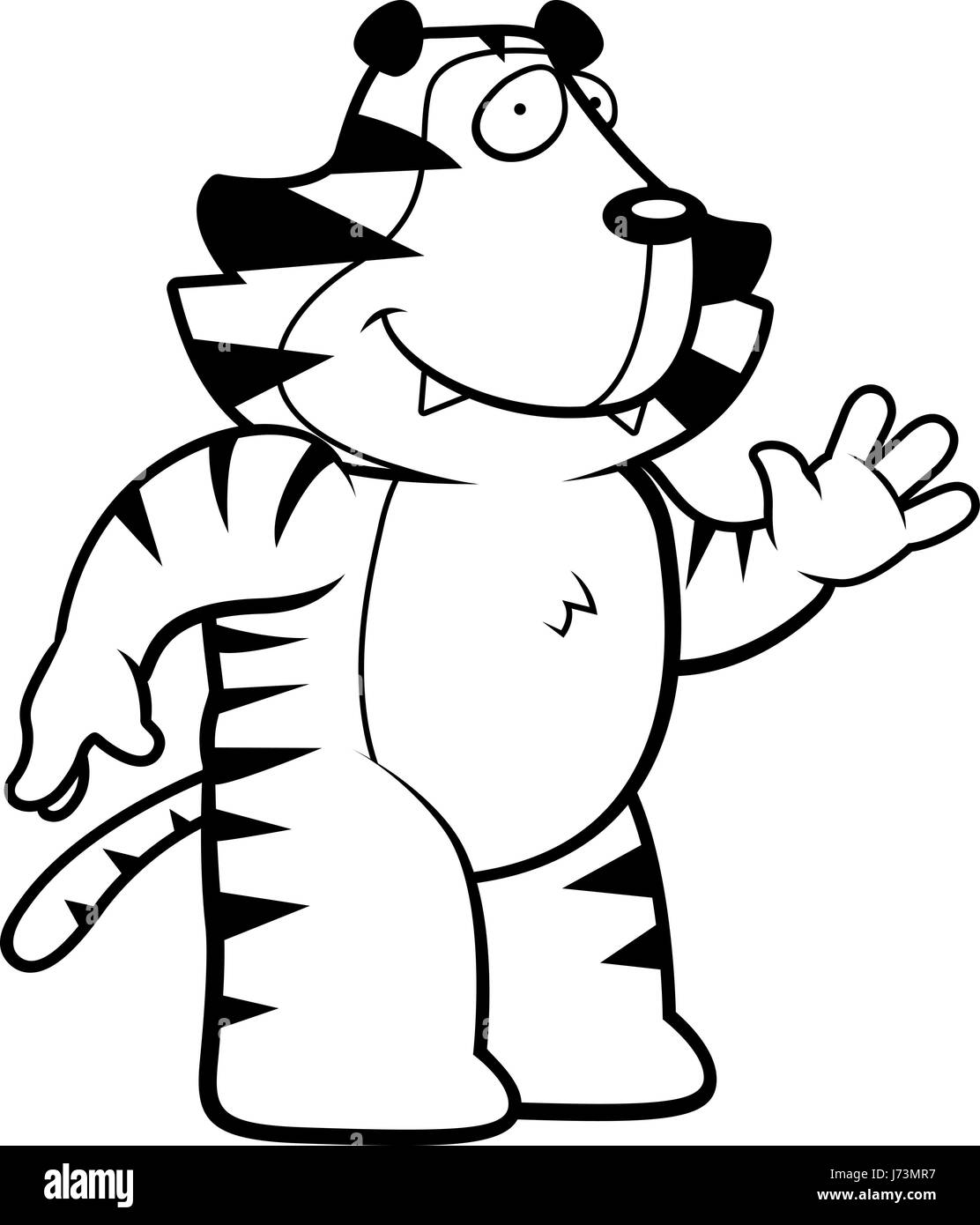 A happy cartoon tiger waving and smiling Stock Vector Image & Art - Alamy