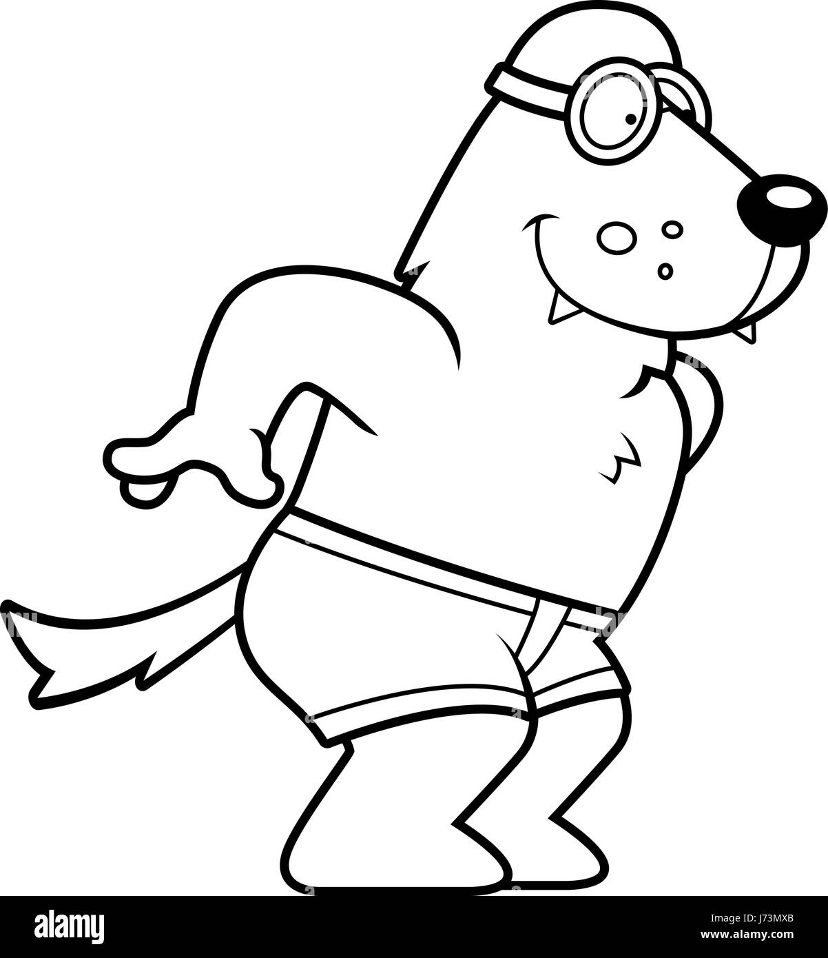 A cartoon wolf in a swimsuit, swim cap and goggles Stock Vector Image ...
