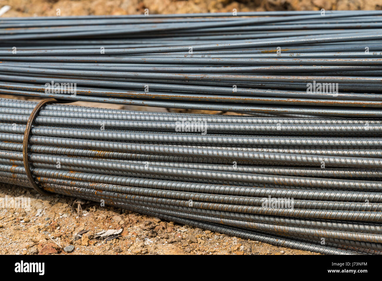 Steel rods or bars used to reinforce concrete in construction Stock ...