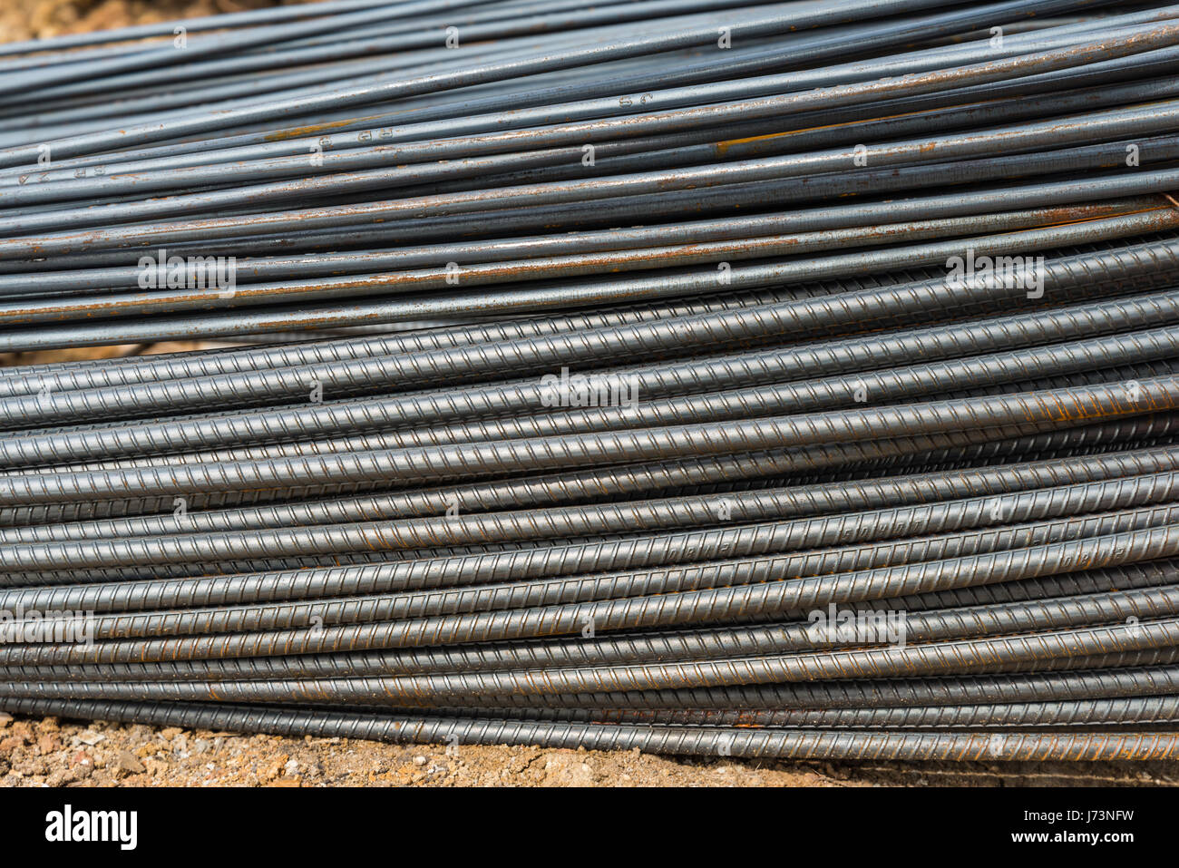 Steel rods or bars used to reinforce concrete in construction Stock ...
