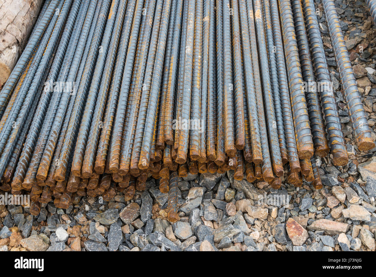 Steel rods or bars used to reinforce concrete in construction Stock ...