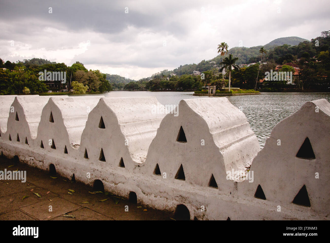 Kandy lake and the clouds wall (walakulu wall), Kandy, Central Province ...