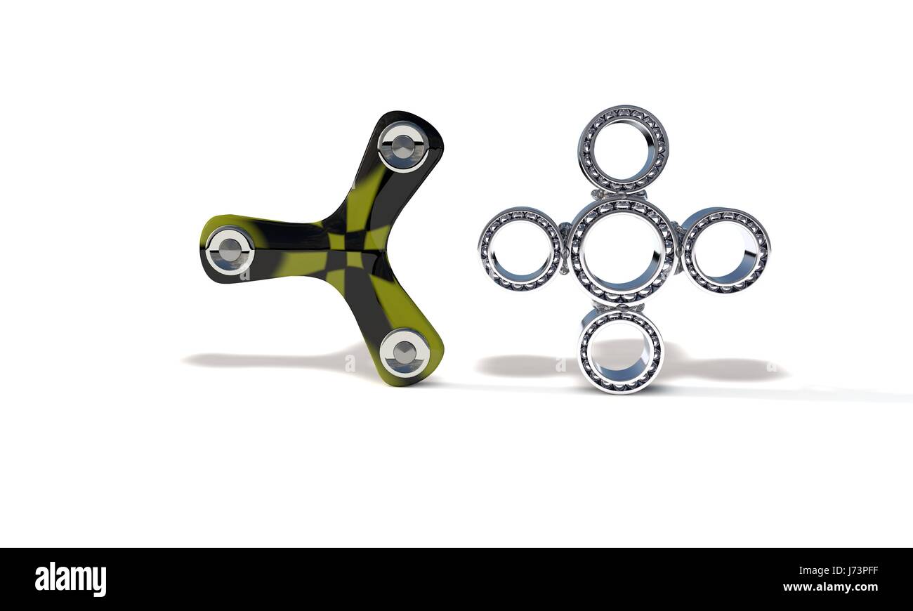 Classic and colored fidget spinner, 3d render working Stock Photo - Alamy