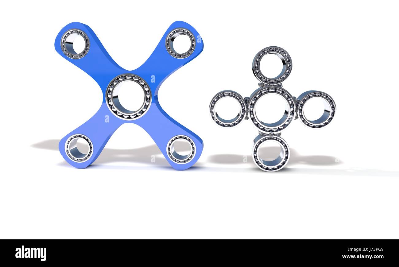 Classic and four hand fidget spinner, 3d render working Stock Photo - Alamy