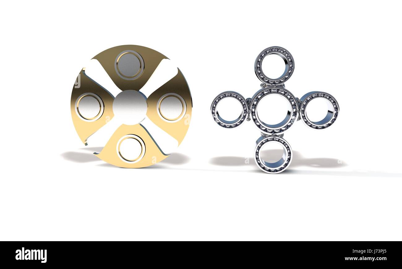 Classic and titanium fidget spinner, 3d render working Stock Photo - Alamy