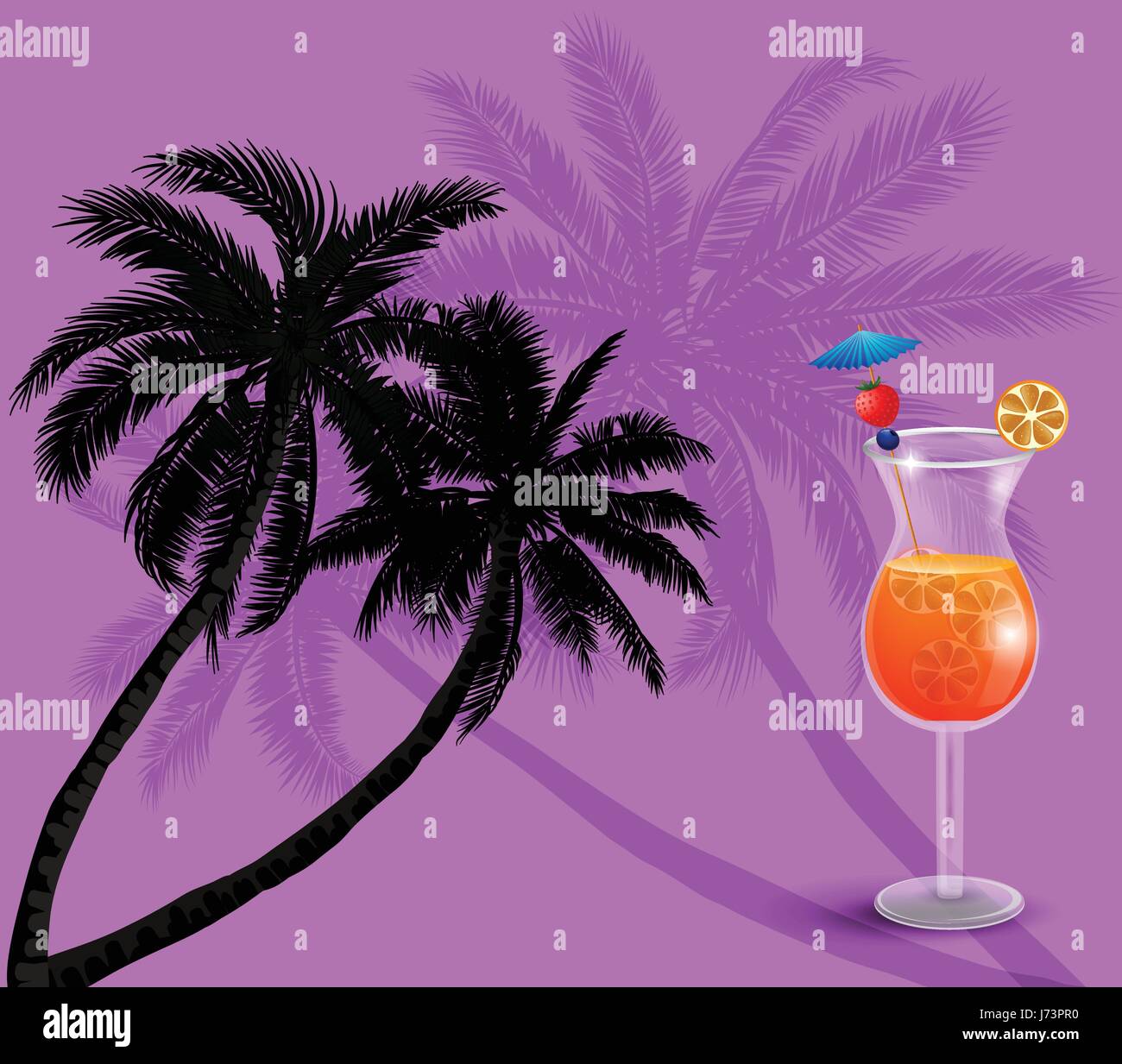 Summer background with palm trees and juice Stock Vector Image & Art ...