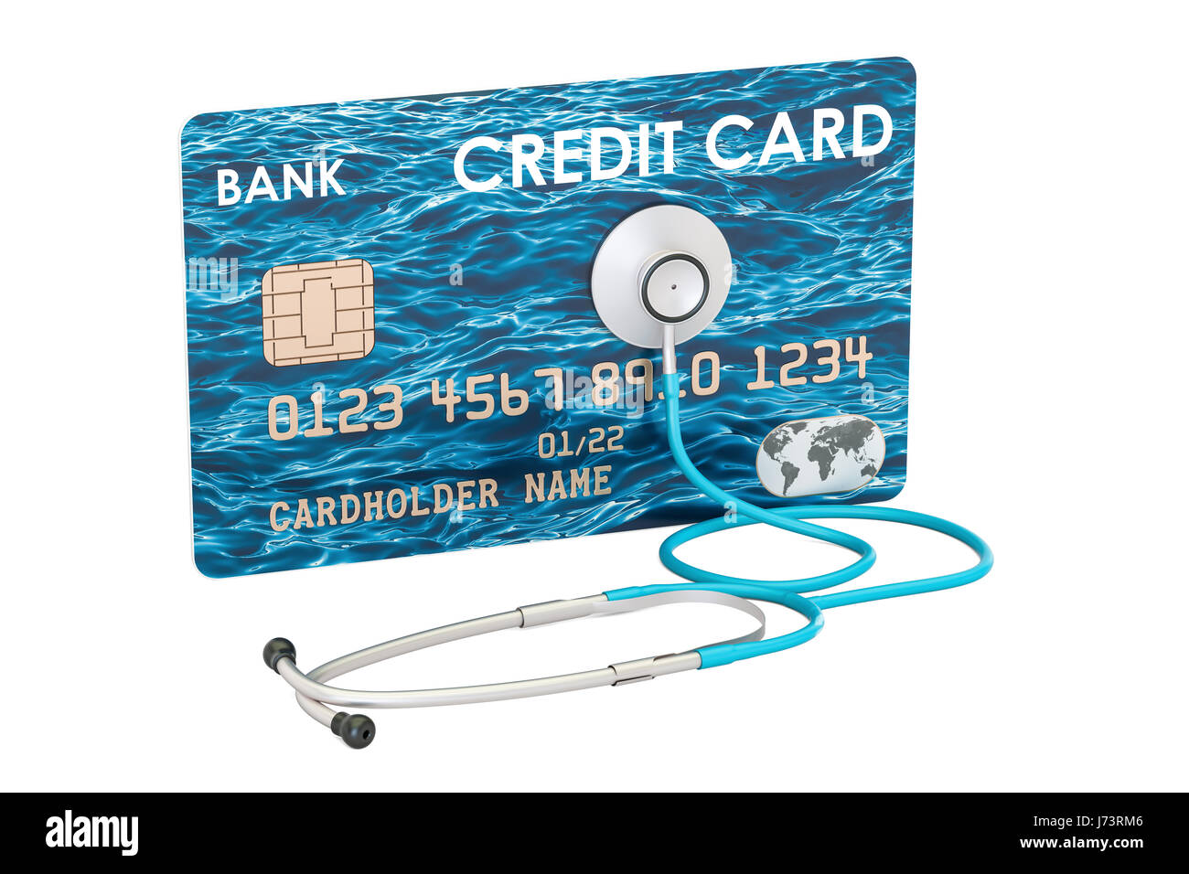 Credit card and stethoscope, financial aid concept. 3D rendering ...