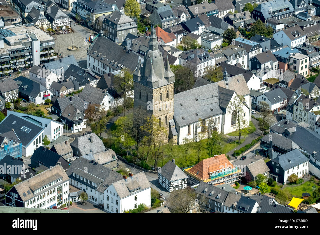 View of the Propsteikirche Brilon, Brilon, Sauerland ...