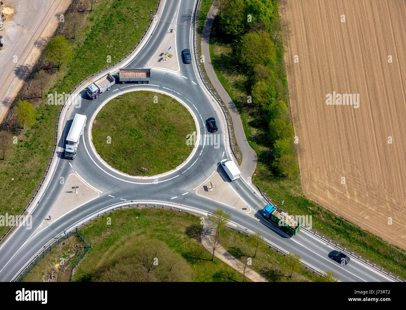 Roundabout in front of the wood factory Egger B7 and B251, truck ...