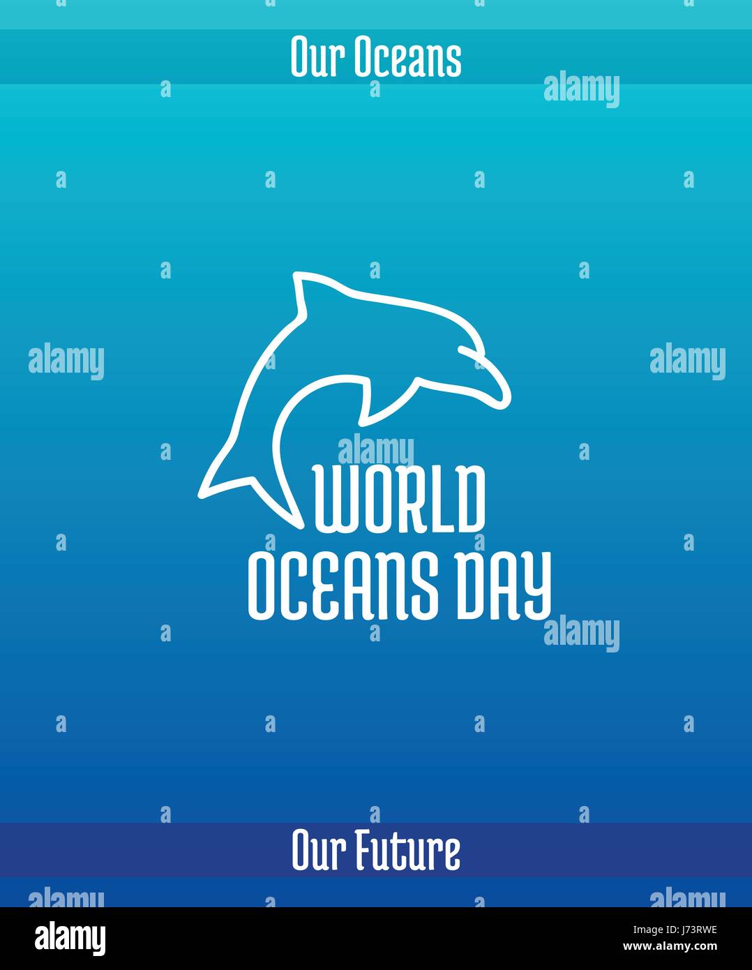 World Oceans Day, June 8. Promoting card with hand drawn doodle, vector ...