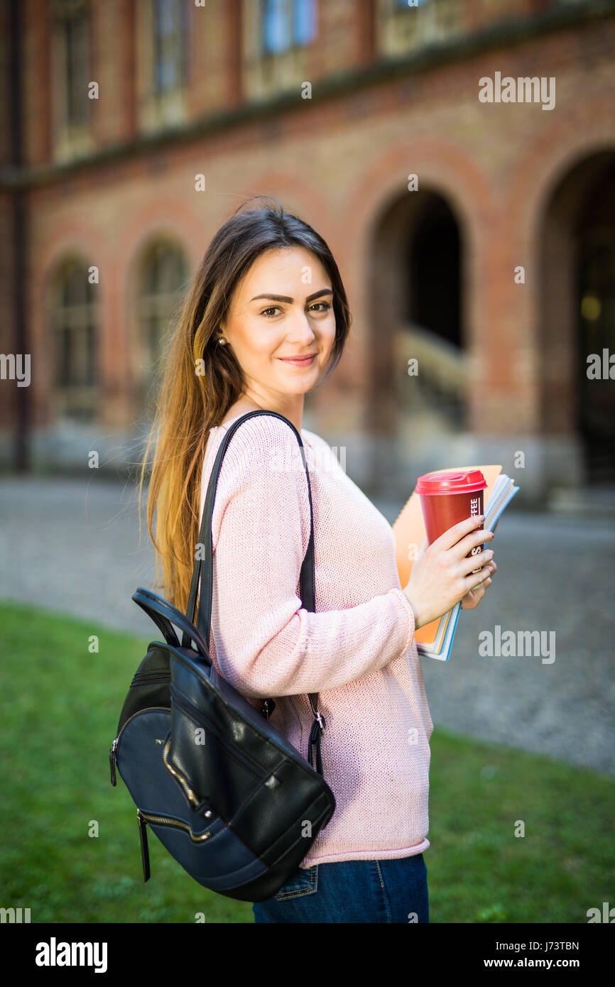 Smart intelligent grad student glasses confident happy at university ...