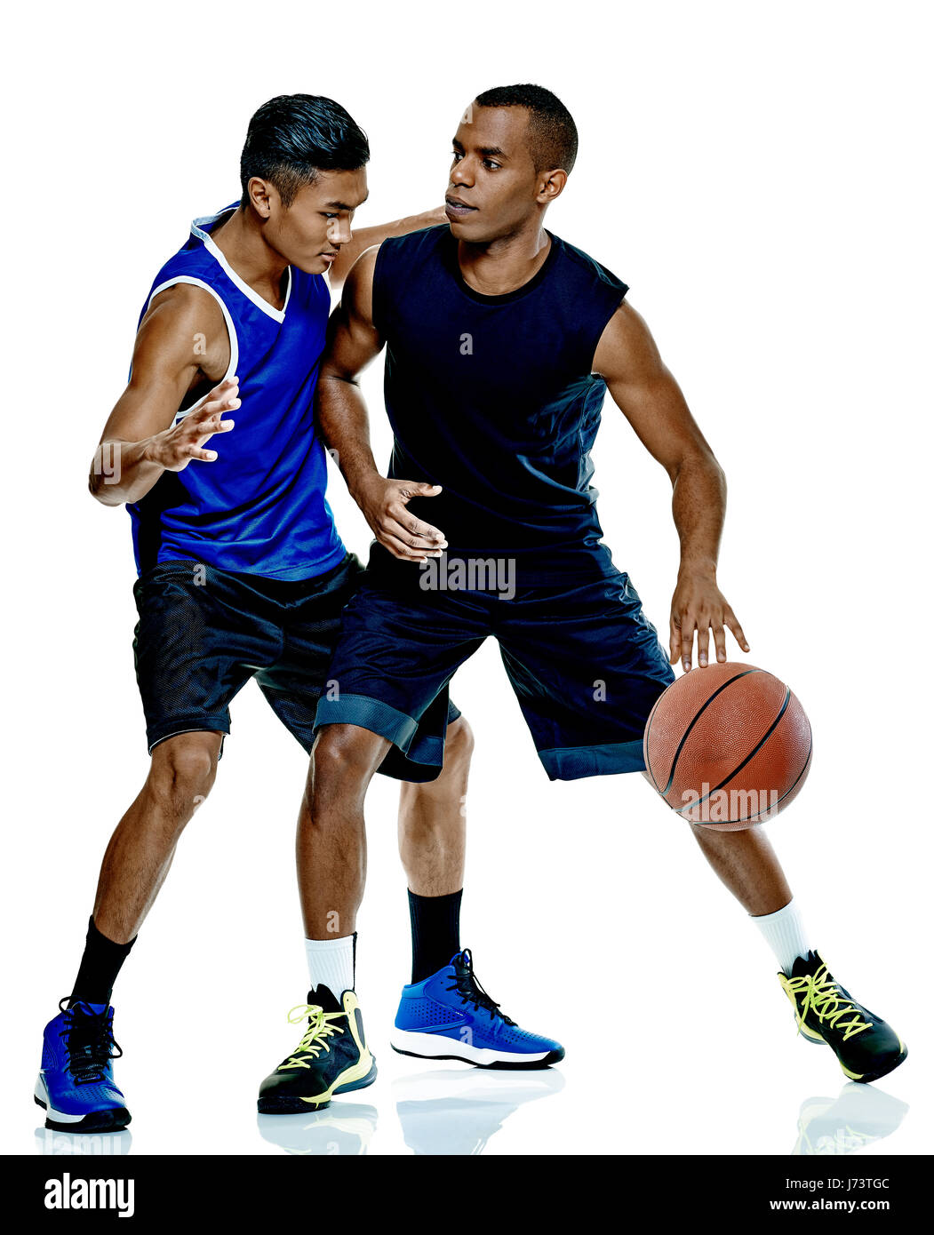 two basketball players men Isolated on white background Stock Photo - Alamy