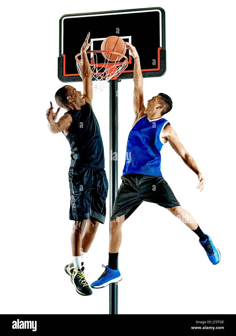 two basketball players men Isolated on white background Stock Photo - Alamy