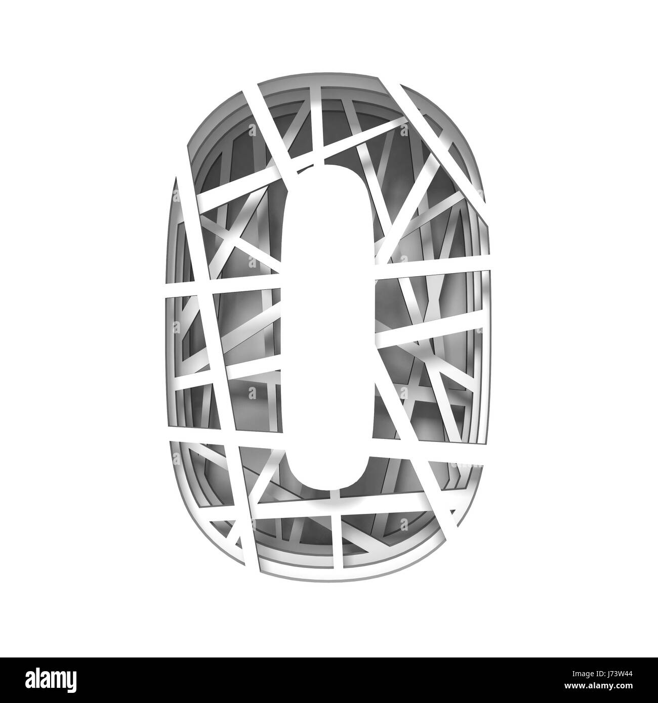 Paper cut out font letter O 3D render illustration isolated on white ...