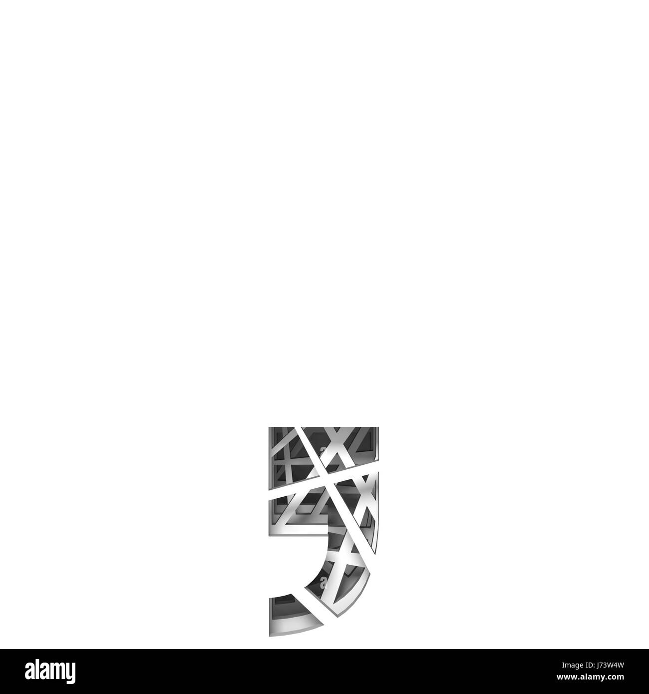 Paper cut out font COMMA 3D render illustration isolated on white ...