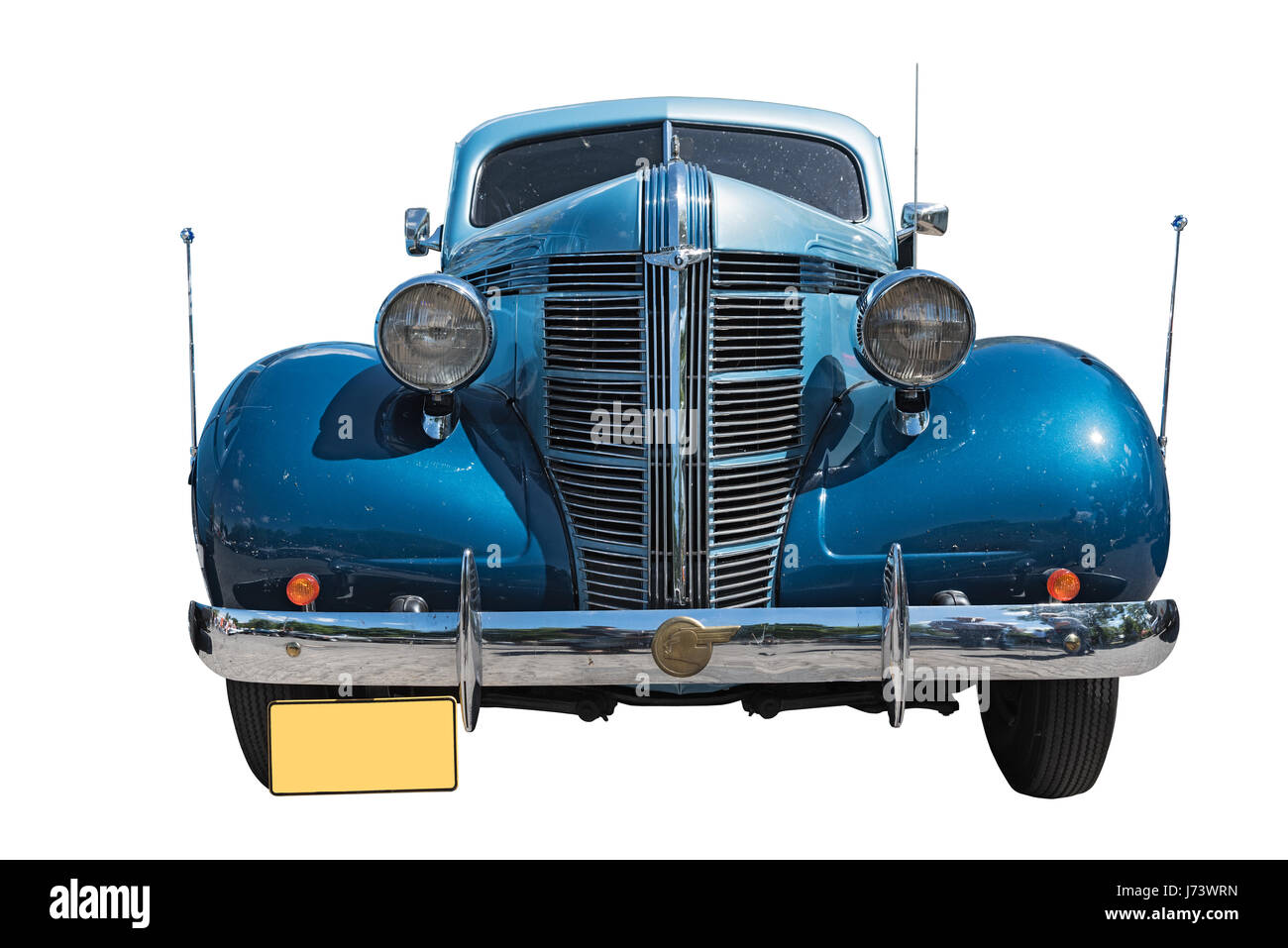 Blue isolated on white background pontiac oldtimer car Stock Photo - Alamy