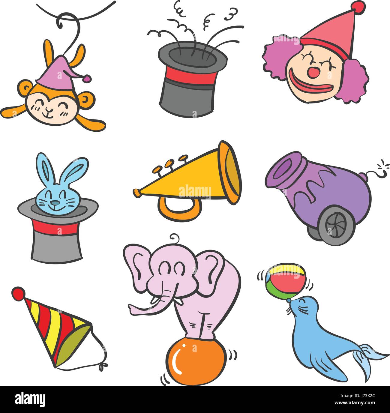 Circus object set of doodles Stock Vector Image & Art - Alamy