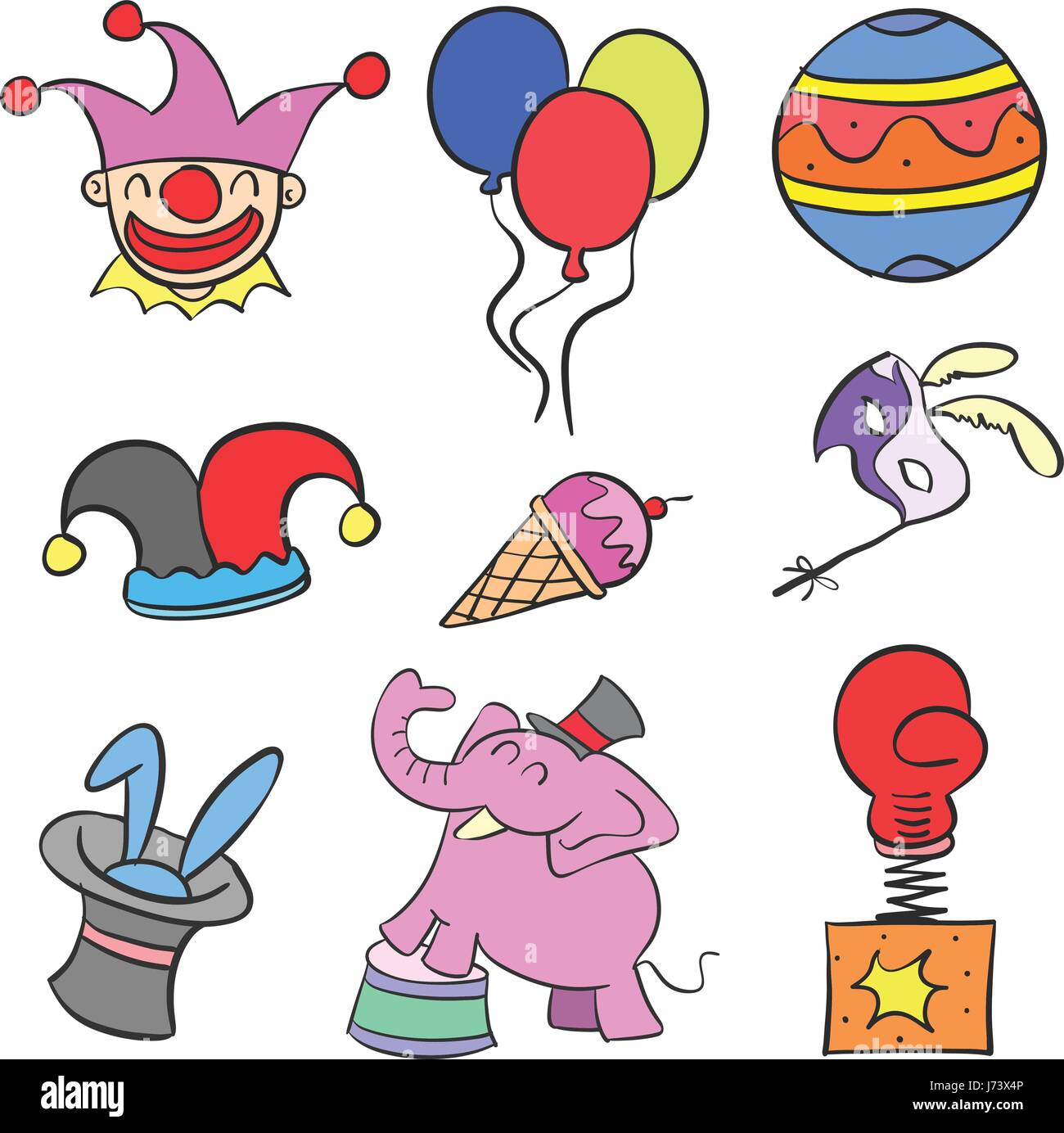 Various object circus set doodles Stock Vector Image & Art - Alamy
