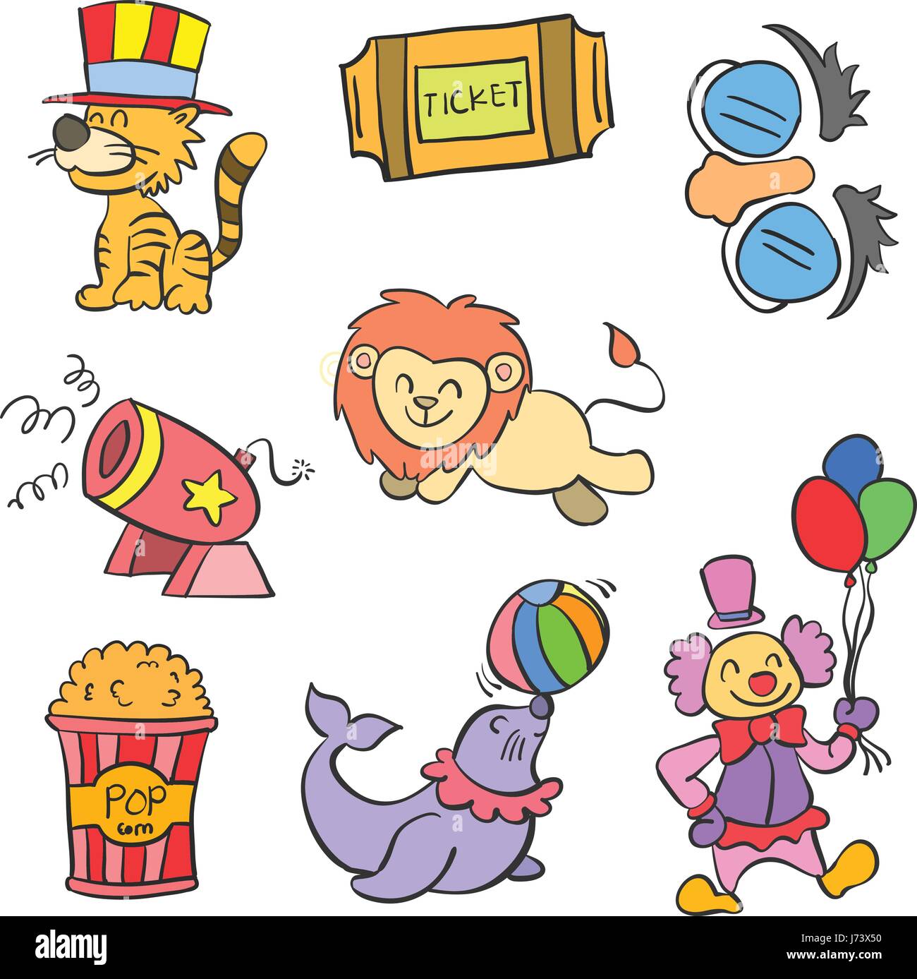 Doodle element circus colorful Stock Vector Image & Art - Alamy