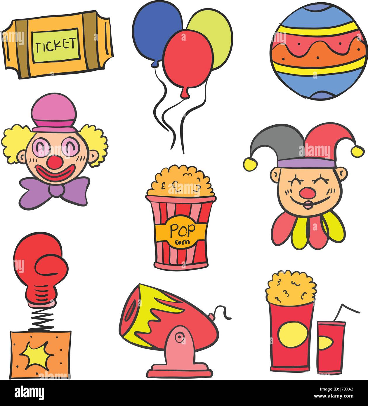 Doodle clown circus hand draw Stock Vector Images - Alamy